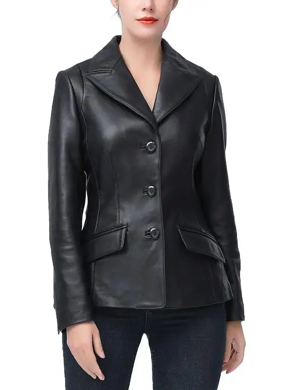 KIMI + KAI Mya Leather Blazer - Black