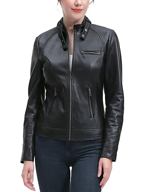 KIMI + KAI Emy Leather Moto Jacket - Black