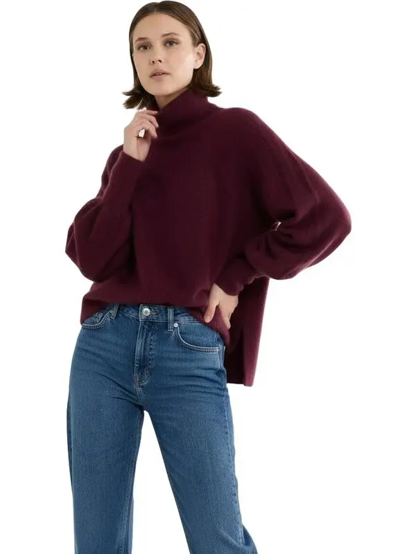Majestic Filatures Knit Long Sleeve Turtleneck Sweater - Bordeaux