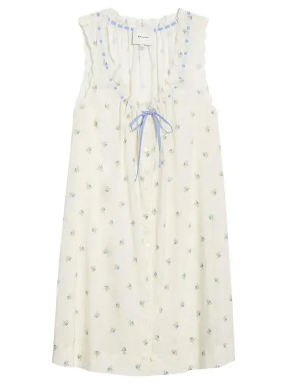 REFORMATION Holly Floral Print Sleep Dress - Ivory Petite Rose