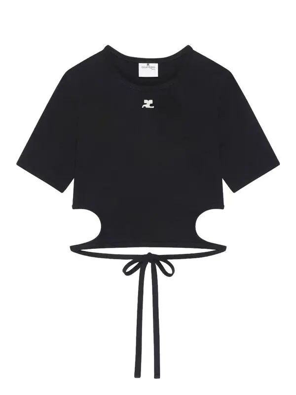 COURREGES Ribbon Cutout T-shirt - Black