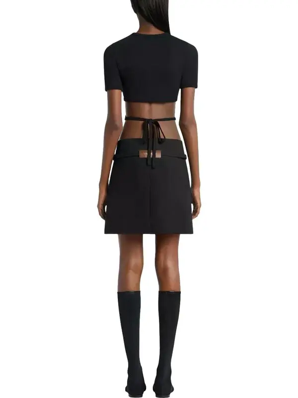 COURREGES Ribbon Cutout T-shirt - Black