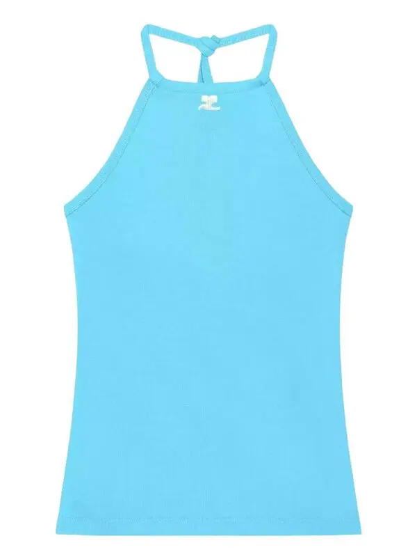 COURREGES Logo-embroidered Halterneck Top - Blue