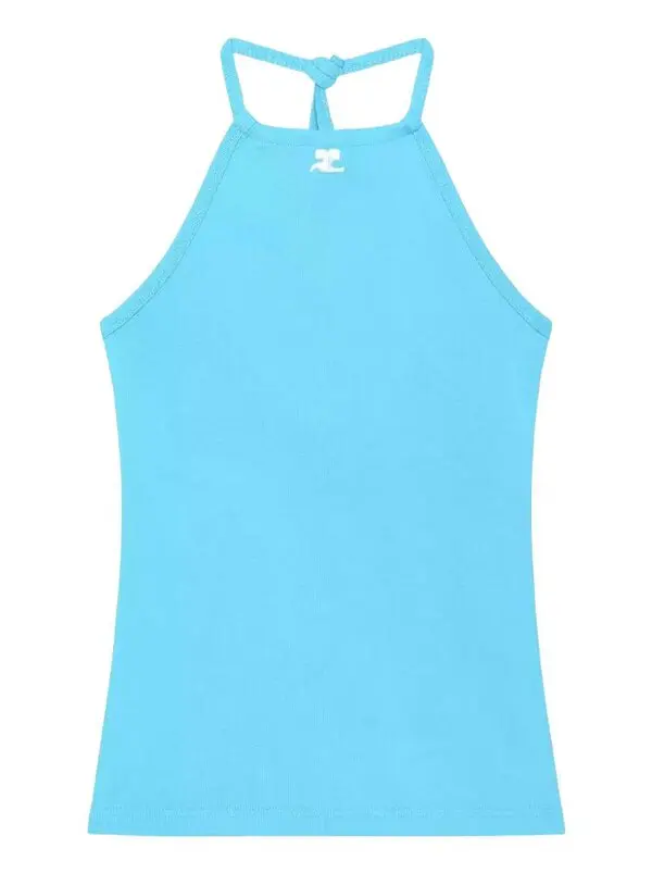 COURREGES Logo-embroidered Halterneck Top - Blue