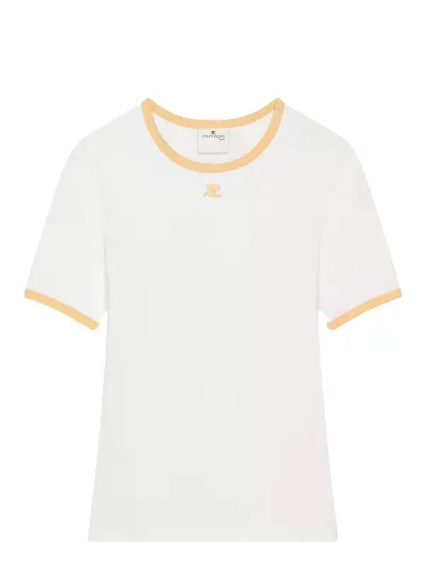 COURREGES Contrast-trim Signature T-shirt - White
