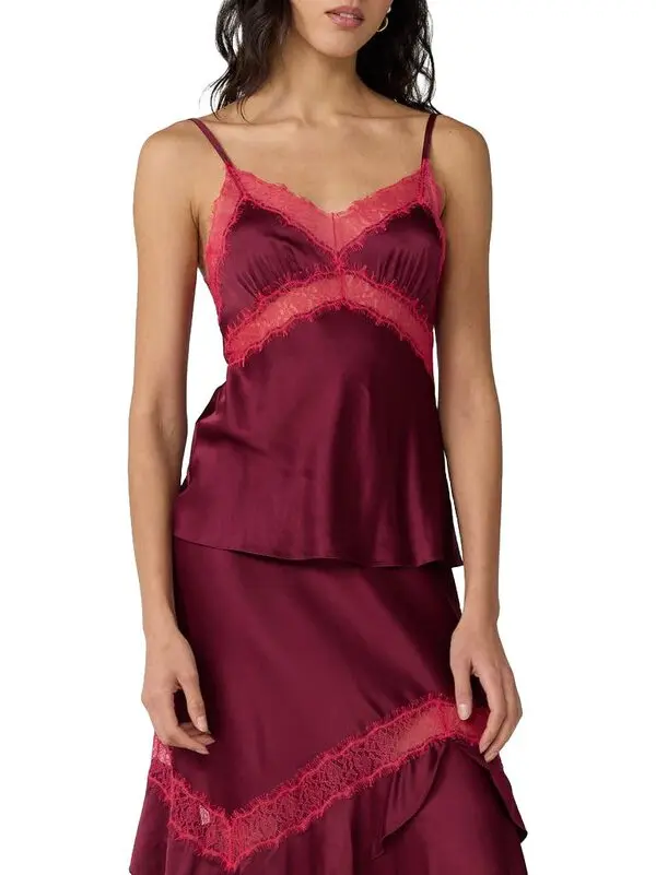 Diane Von Furstenberg Lace Trimmed Camisole - Cherry Wood
