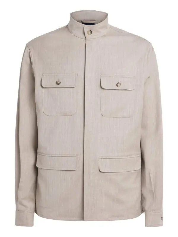 Paul & Shark Wool-blend Twin-pocket Overshirt - Beige