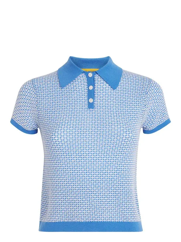 Guest In Residence Cashmere Piqué Shrunken Polo Shirt - Blue