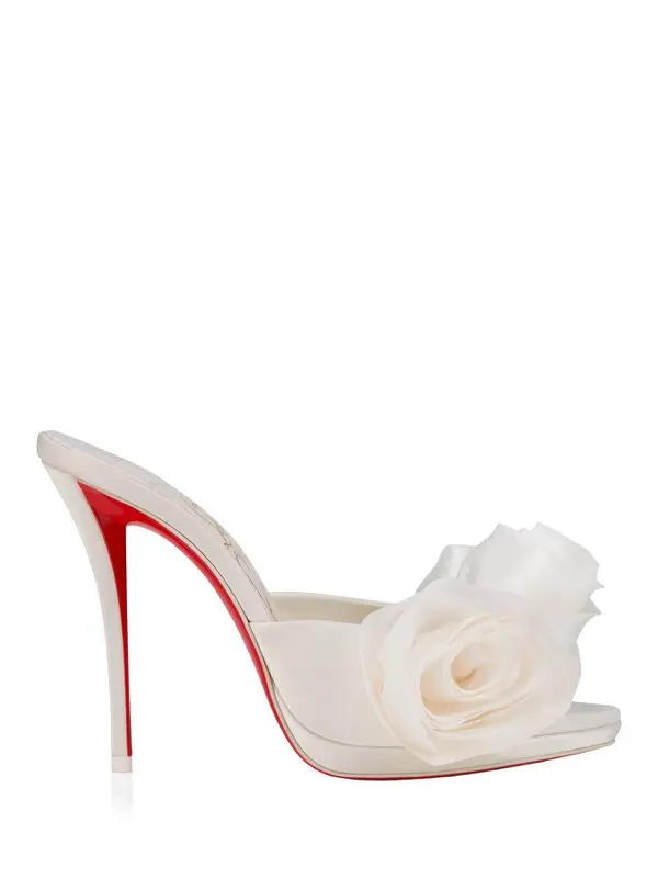 CHRISTIAN LOUBOUTIN Mere Lachaise Silk Mules 120 - White