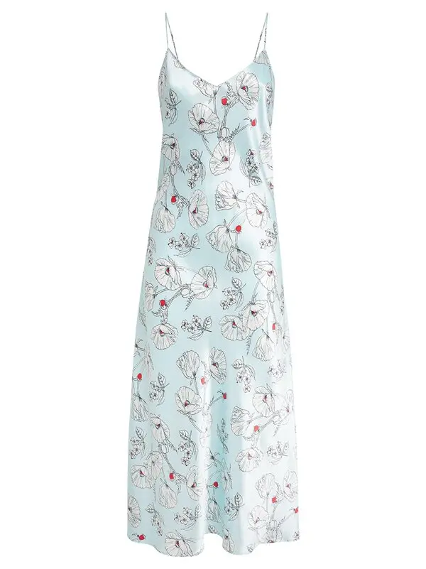 Olivia Von Halle Floral Garbo Slip Dress - Blue