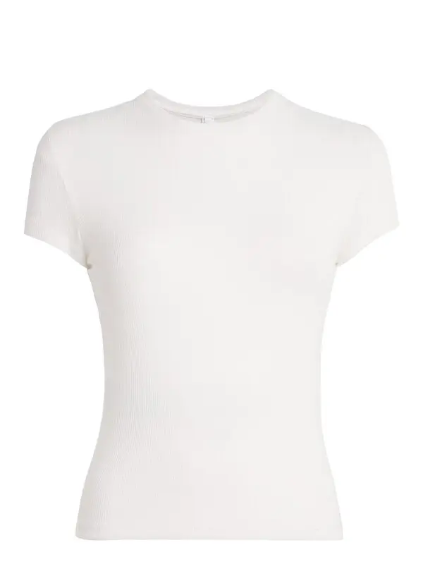 SKIMS Semi-sheer Ribbed T-shirt - White