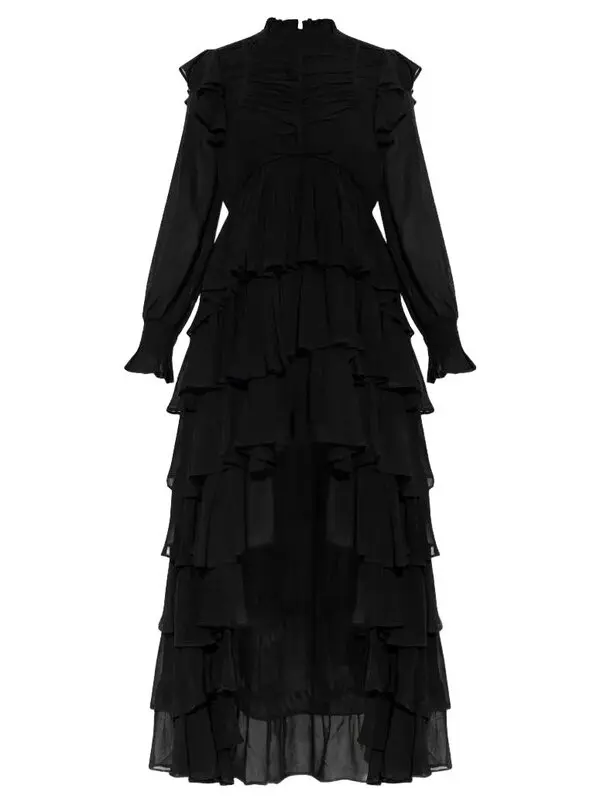 ALLSAINTS Leila Ruffled Midi Dress - Black