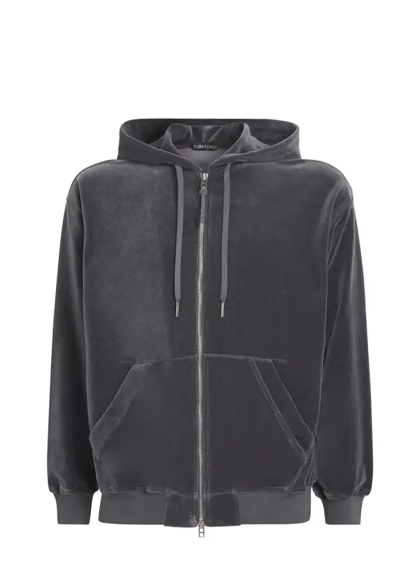TOM FORD Velour Zip-up Hoodie - Grey