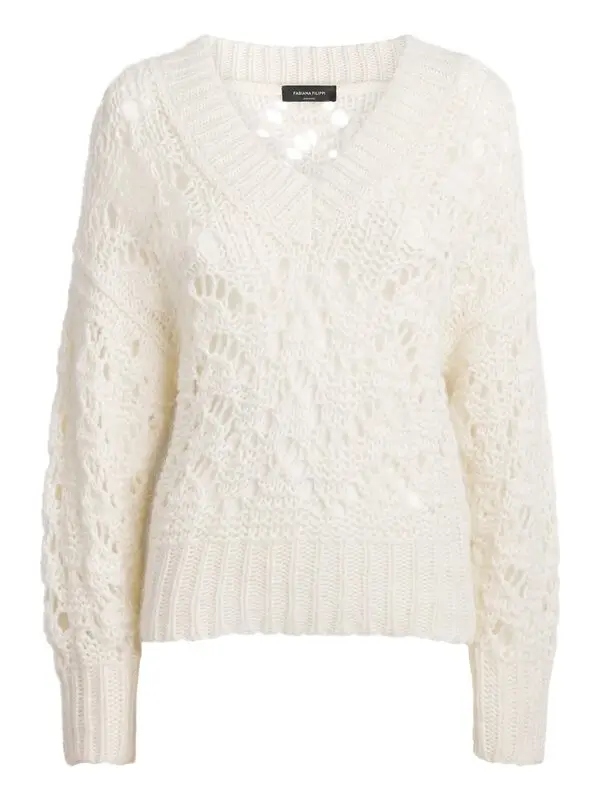 Fabiana Filippi Open-knit V-neck Sweater - White
