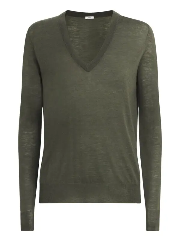 JOSEPH Cashair Cashmere V-neck Sweater - Green