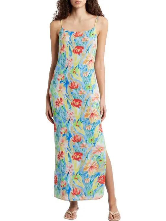 Sam Edelman Floral Scoop Neck Maxi Dress - Blue Multi