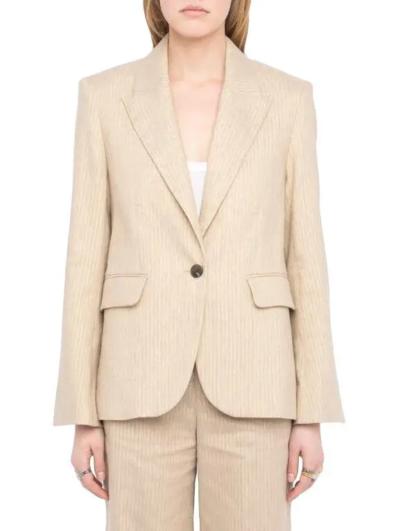 Zadig&Voltaire Vavy Tailleur Pinstripe Blazer - Cookie