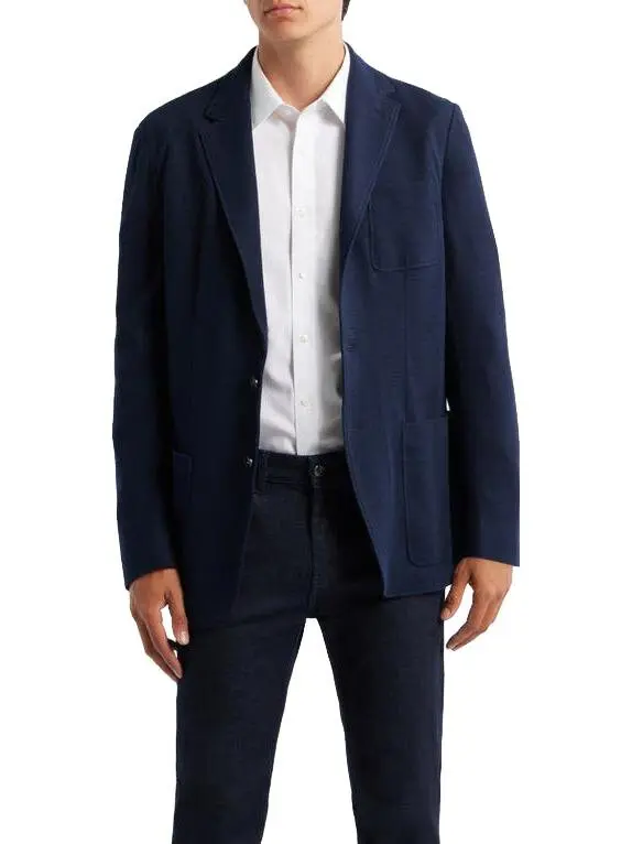 Canali Trim Fit Knit Cotton Blend Blazer - Navy