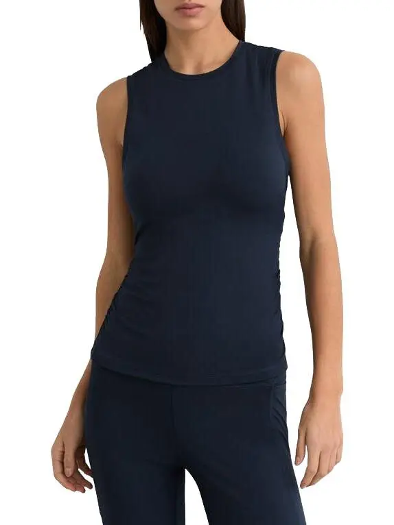 REISS Cora Ruched Sleeveless Top - Navy