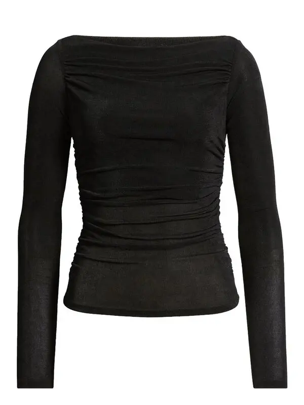 REFORMATION Berlin Ruched Knit Top - Black