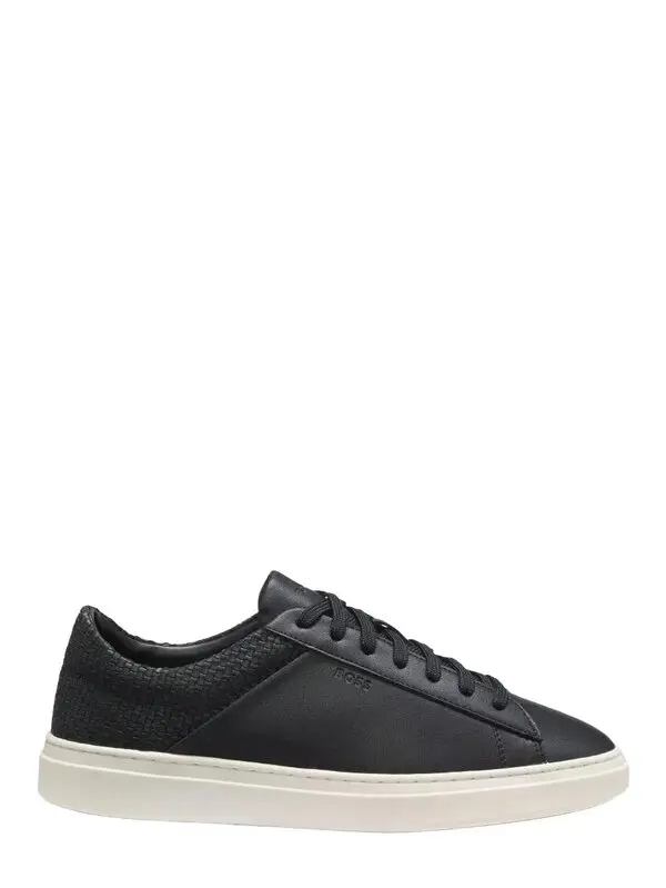 BOSS Textured Leather Sneakers - Black