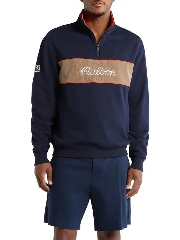 MALBON Torrey Pines Quarter Zip Sweatshirt - Baritone Blue