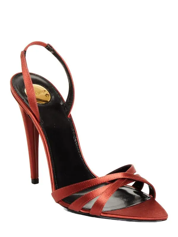 Saint Laurent Kate Pointed Toe Slingback Sandal - Red