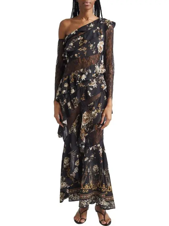 Camilla Floral Print Long Sleeve Tiered Silk Maxi Dress - Flamenco Folklore