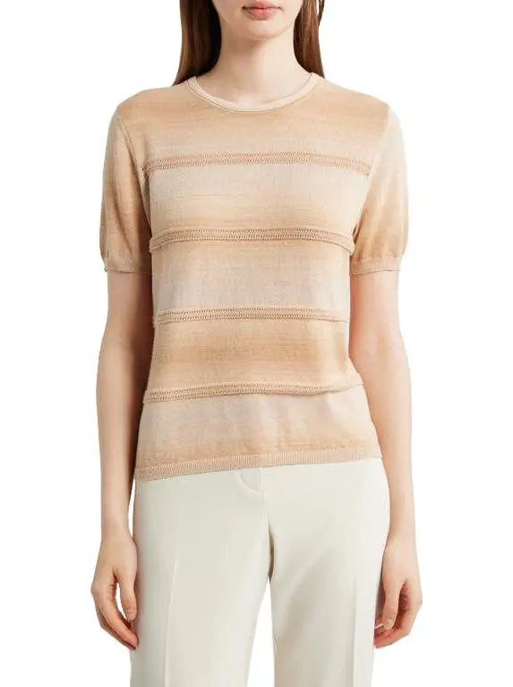 Kobi Halperin Hayden Pointelle Stripe Ombré Sweater - Natural Multi