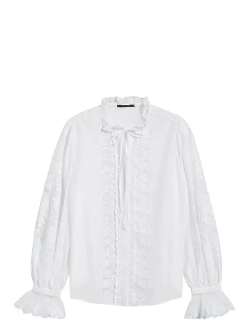 Kobi Halperin Lacey Cotton & Silk Voile Shirt - White