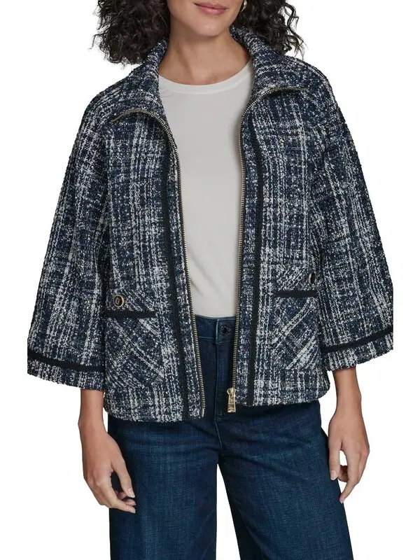 Karl Lagerfeld Tweed Capelet - Blue Multi