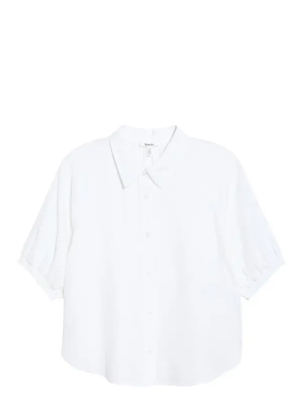 Splendid Talia Puff Sleeve Button-up Shirt - White