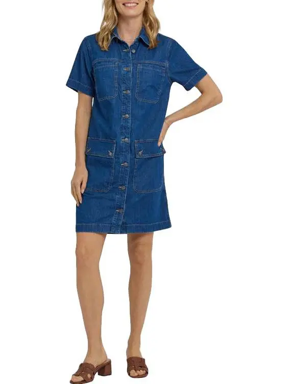 NYDJ Denim Utility Shirt Dress - Medium Indigo