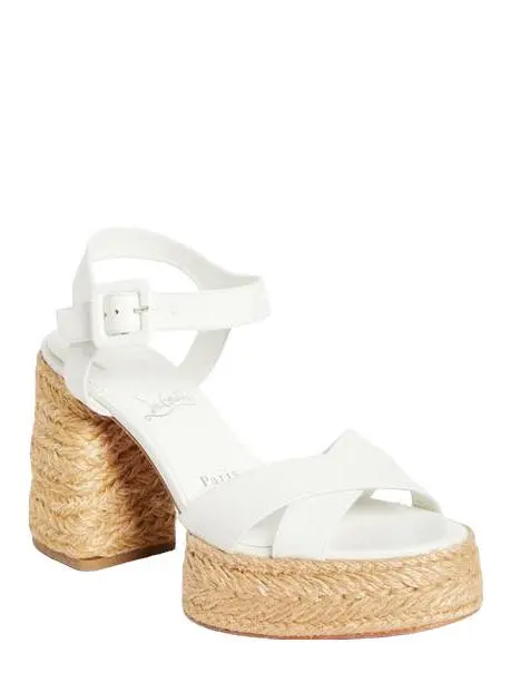 CHRISTIAN LOUBOUTIN Calakala Espadrille Platform Sandal - Bianco/lin Bianco