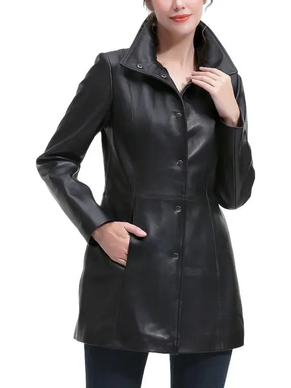 KIMI + KAI Ivy Leather Car Coat - Black