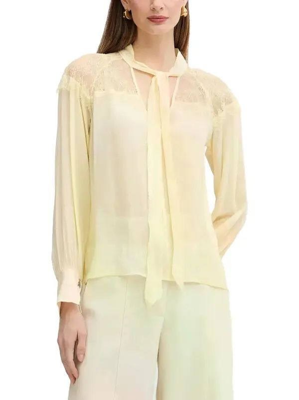 Patrizia Pepe Lace Tie-neck Blouse - Yellow