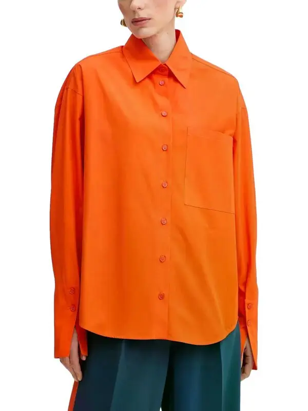 Patrizia Pepe Oversized Shirt With Chest Pocket - Orange
