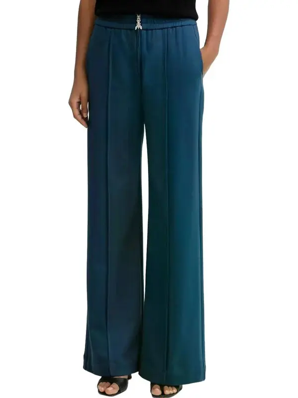 Patrizia Pepe Straight Leg Trousers With Logo Zipper - Blue
