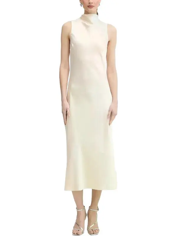 Patrizia Pepe High-neck Sleeveless Dress - Neutrals