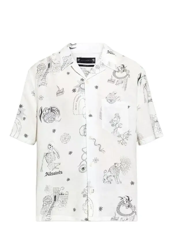 ALLSAINTS Terra Printed Chest-pocket Shirt - White