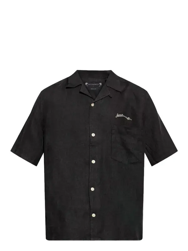 ALLSAINTS Wilder Logo-embroidery Short-sleeve Shirt - Black