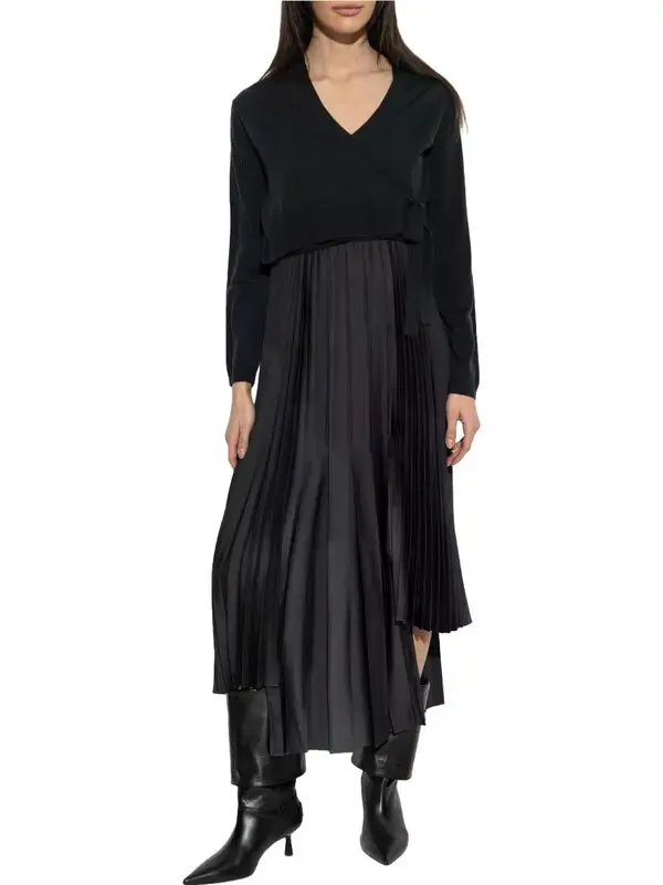 ALLSAINTS Lucille Pleated Asymmetric Dress - Black