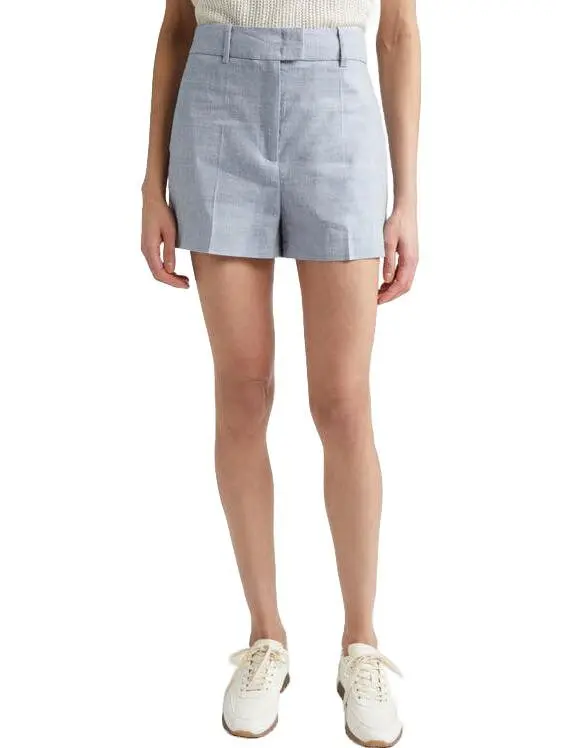 Eleventy Linen And Wool Chambray Shorts - 130 Sky Blue