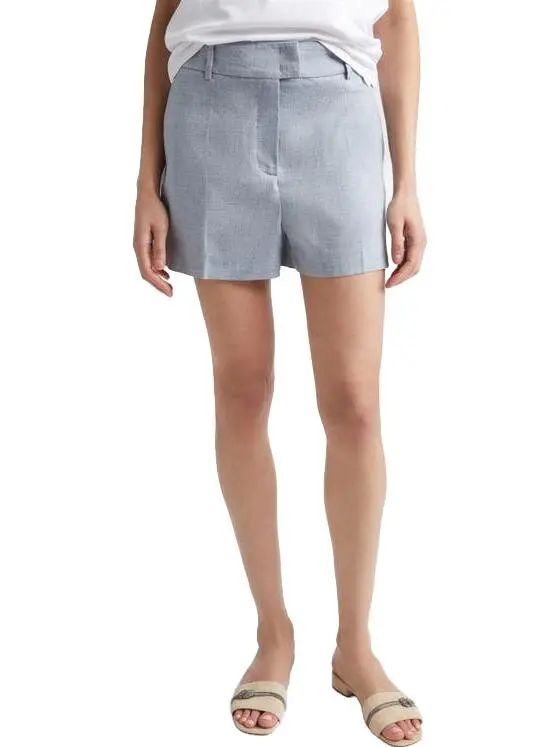 Eleventy Linen And Wool Chambray Shorts - 130 Sky Blue