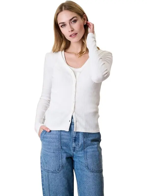 MAREA Pointelle Cardigan - White