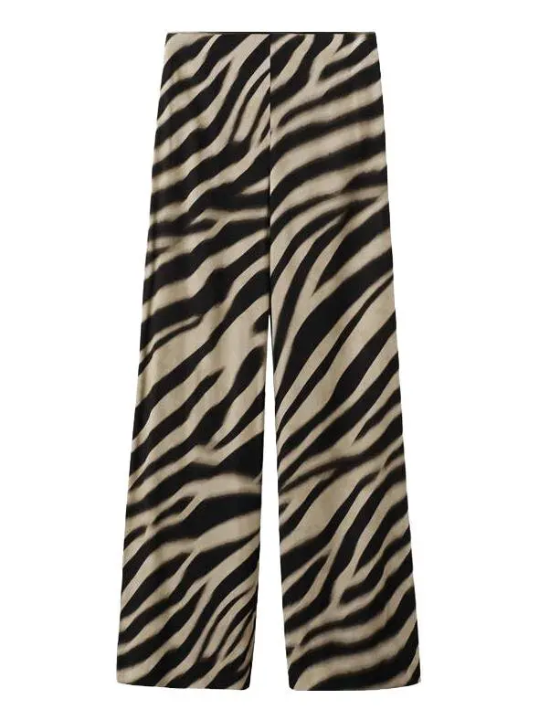 Mango Zebra Print Straight Leg Pants - Black