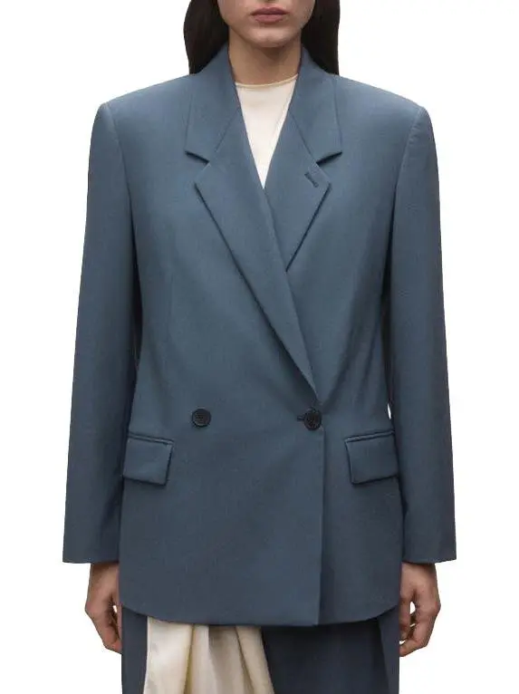 Mango Double-breasted Suit Blazer - Blue