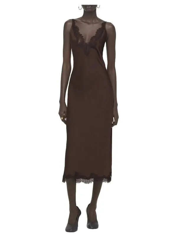 Mango Satin Camisole Midi Dress - Brown