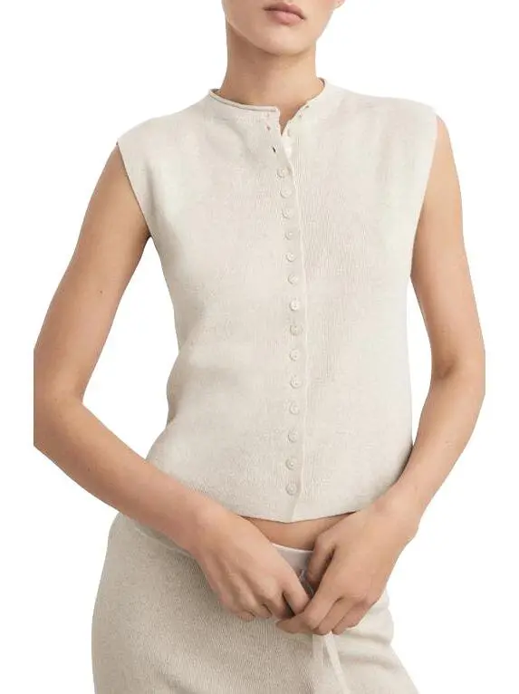 Mango Cotton Blend Sweater Vest - Beige
