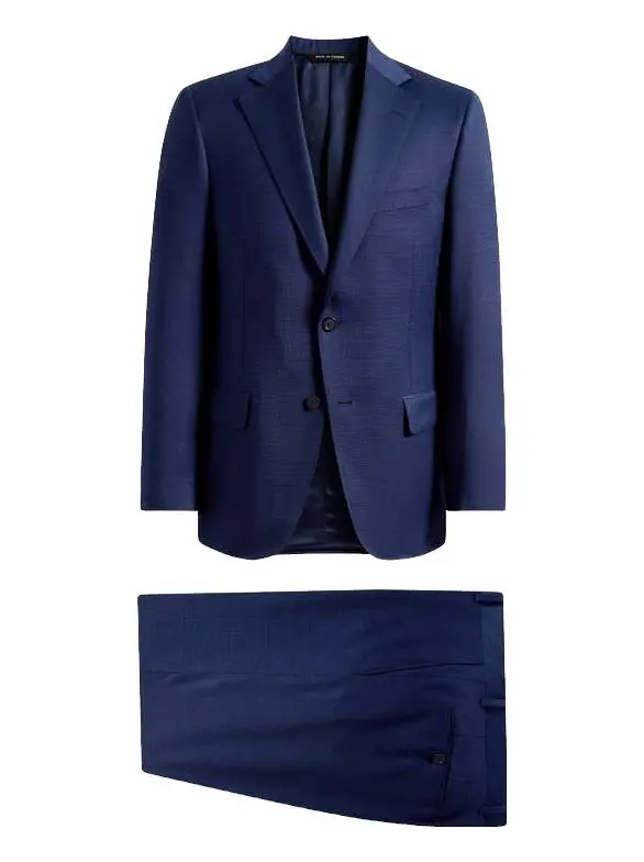 HERITAGE GOLD Textured Dark Wool Suit - Blue
